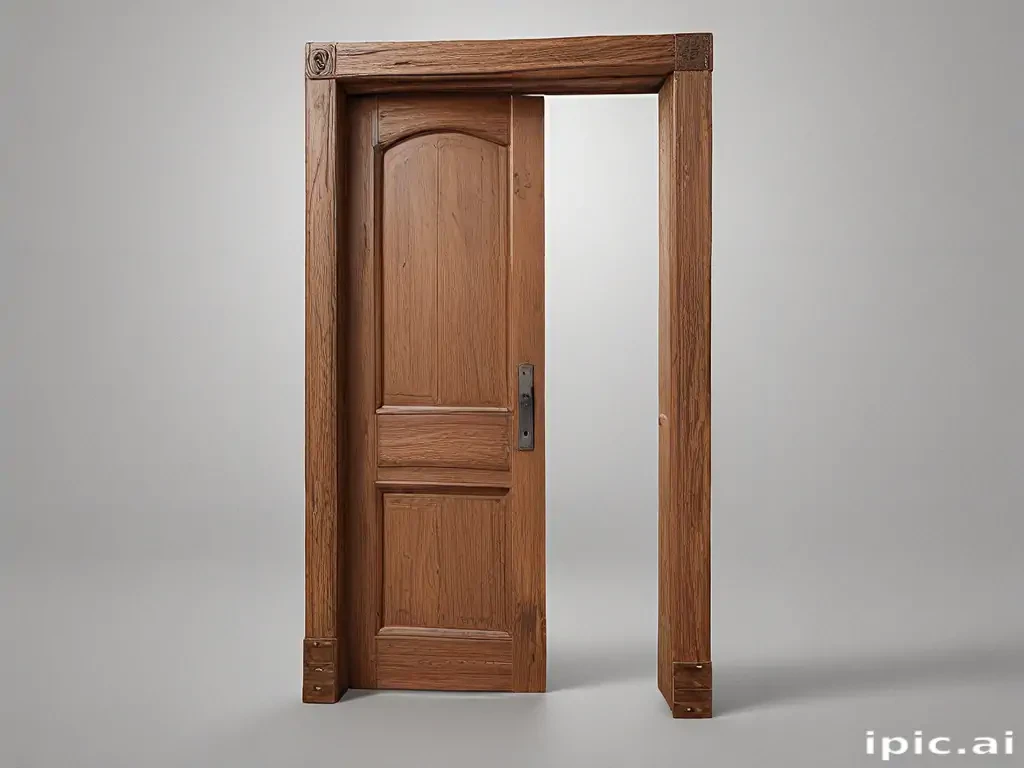 A Classic Wooden Door with a Rich, Natural Finish and Simple Design