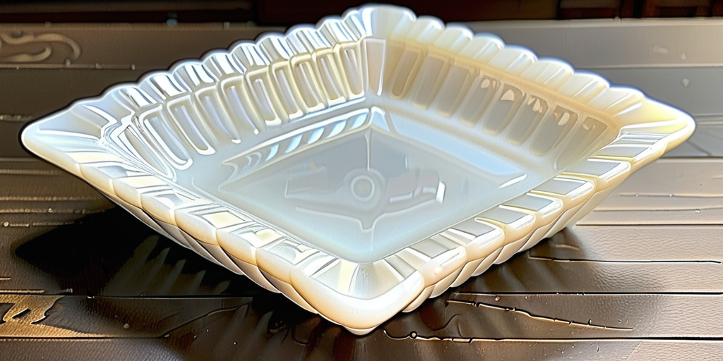 Elegant Square Dish with Intricate Design and Soft Color Palette ...