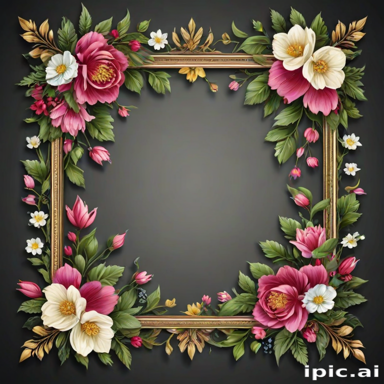 Elegant Floral Frame Design with Vibrant Colors and Intricate Details