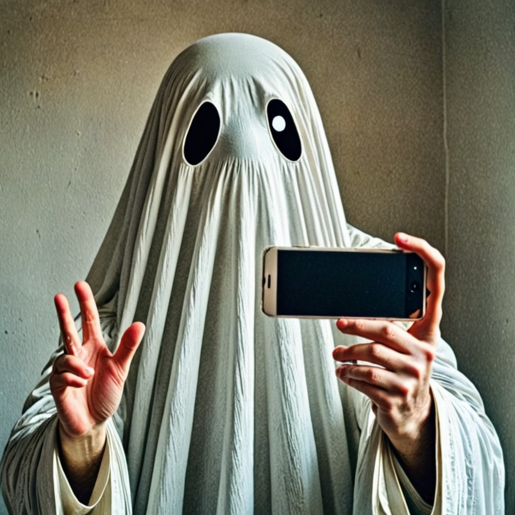 rainbow ghost taking a selfie