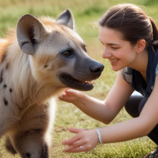 Instruction on how to pet a hyena