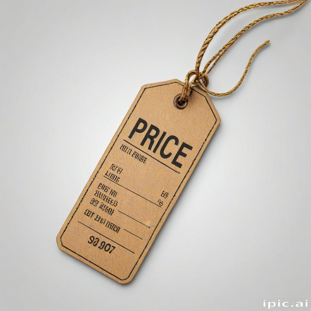 Stylish Brown Price Tag with Detailed Information and Unique Design ...