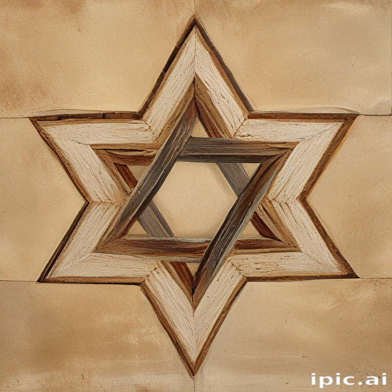 Intricate Wooden Star Design with Layered Patterns and Natural Textures