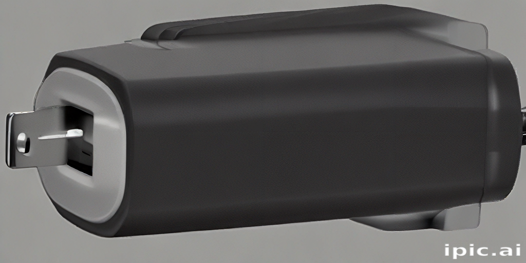 Close-Up View of a Modern Black Electrical Charger with Prongs