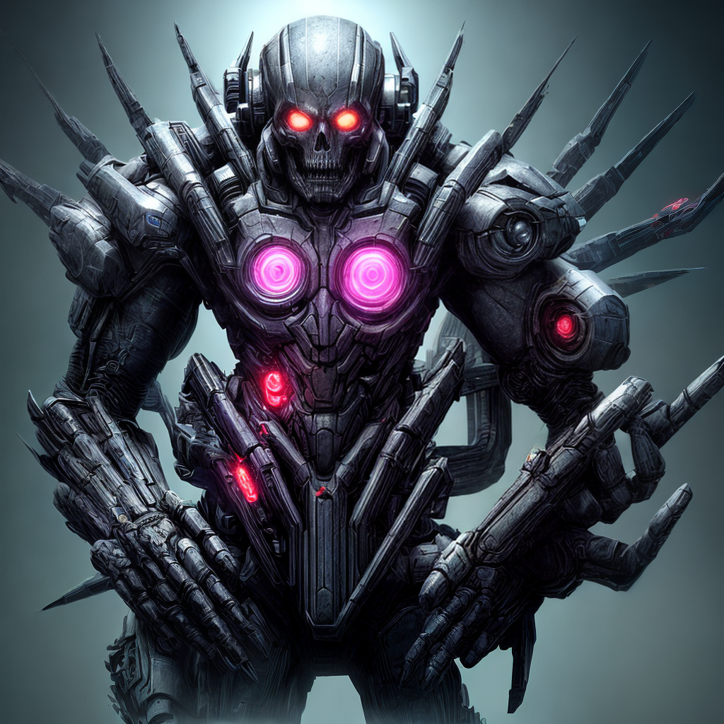 A Death Metal album cover with evil cyborg like humans being operated ...