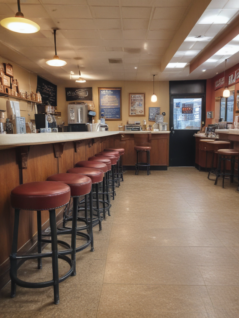 in a malt shop, no people