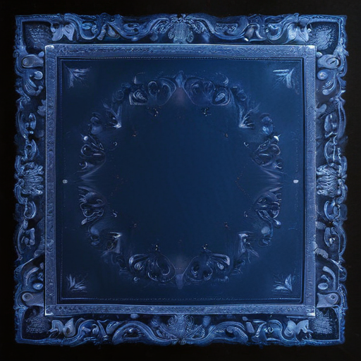 Intricate Blue Decorative Frame with Elaborate Patterns and Textures