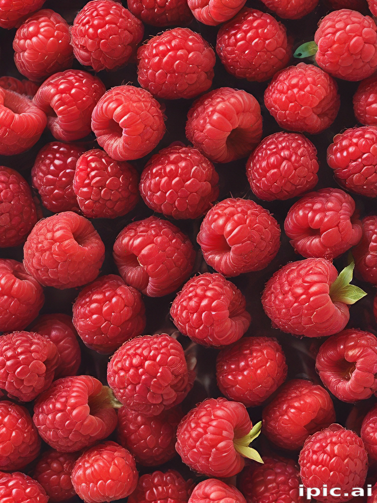 A Vibrant Collection of Fresh, Juicy Raspberries Perfect for Summer Treats.
