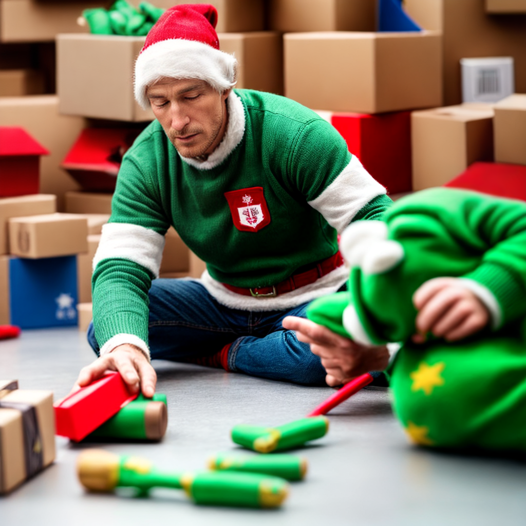 elves packaging toys in lapland.