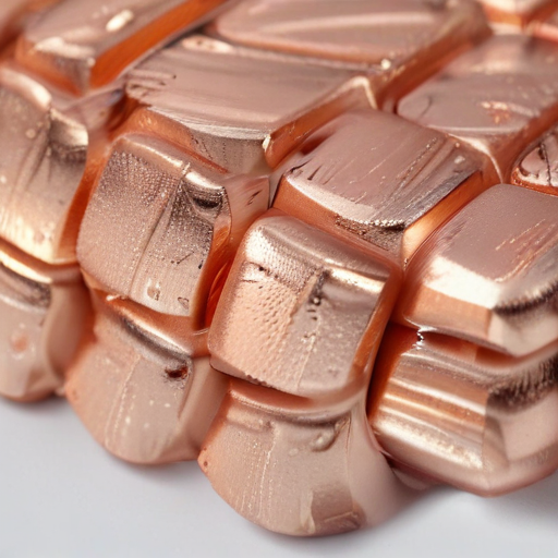 Close-up View of Polished Copper Bars with a Reflective Surface Texture.