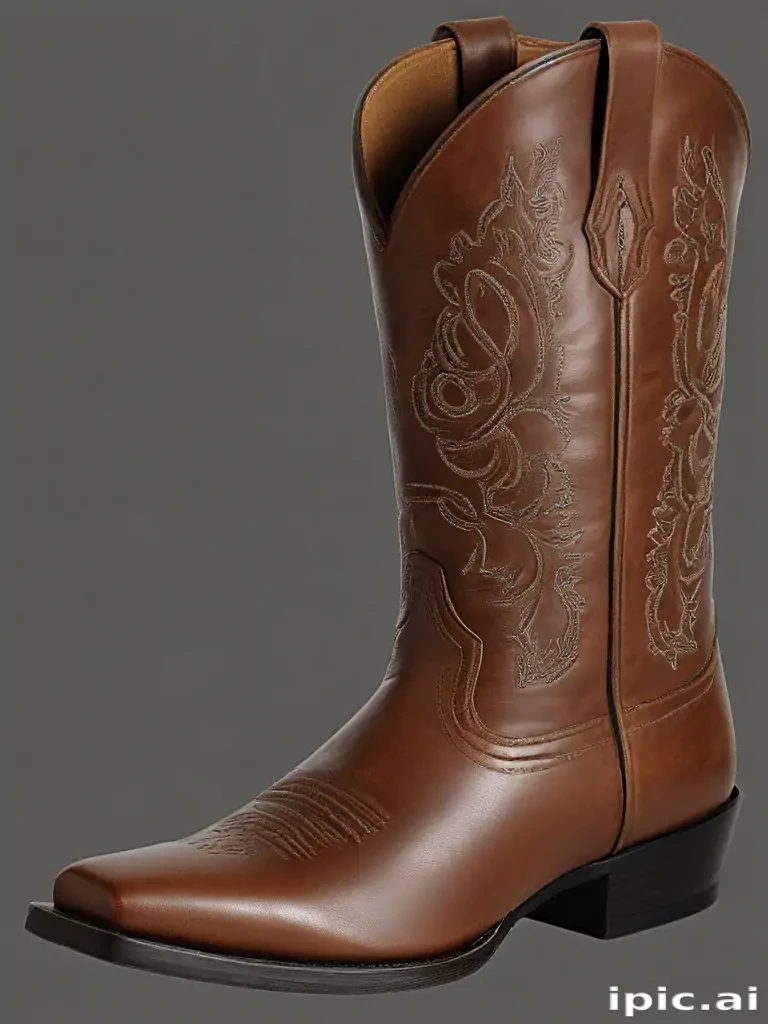 Stylish Brown Cowboy Boot with Intricate Design and Classic Western Flair