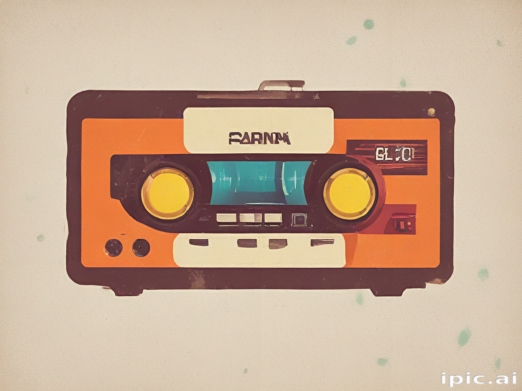 Vintage Style Retro Radio with Bold Colors and Nostalgic Design Elements