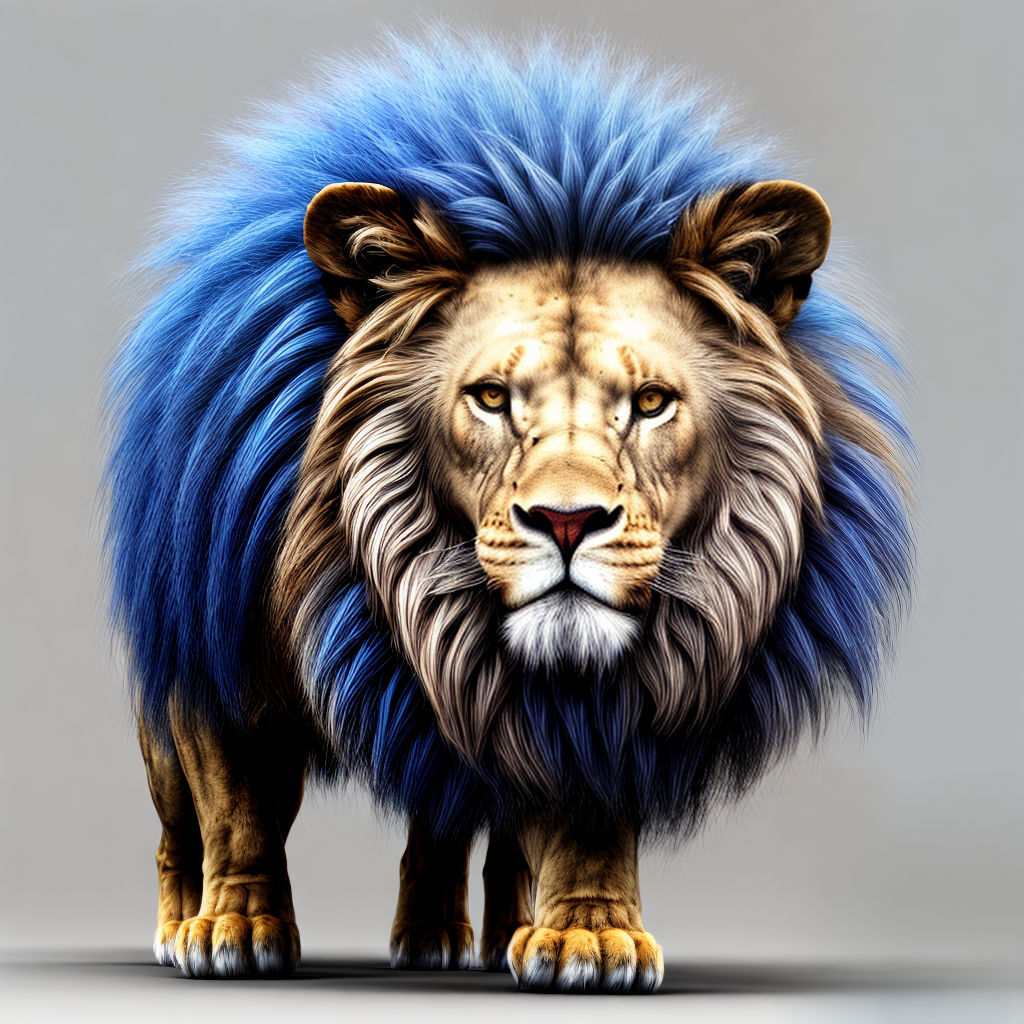 Humanized lion style mascot with white background