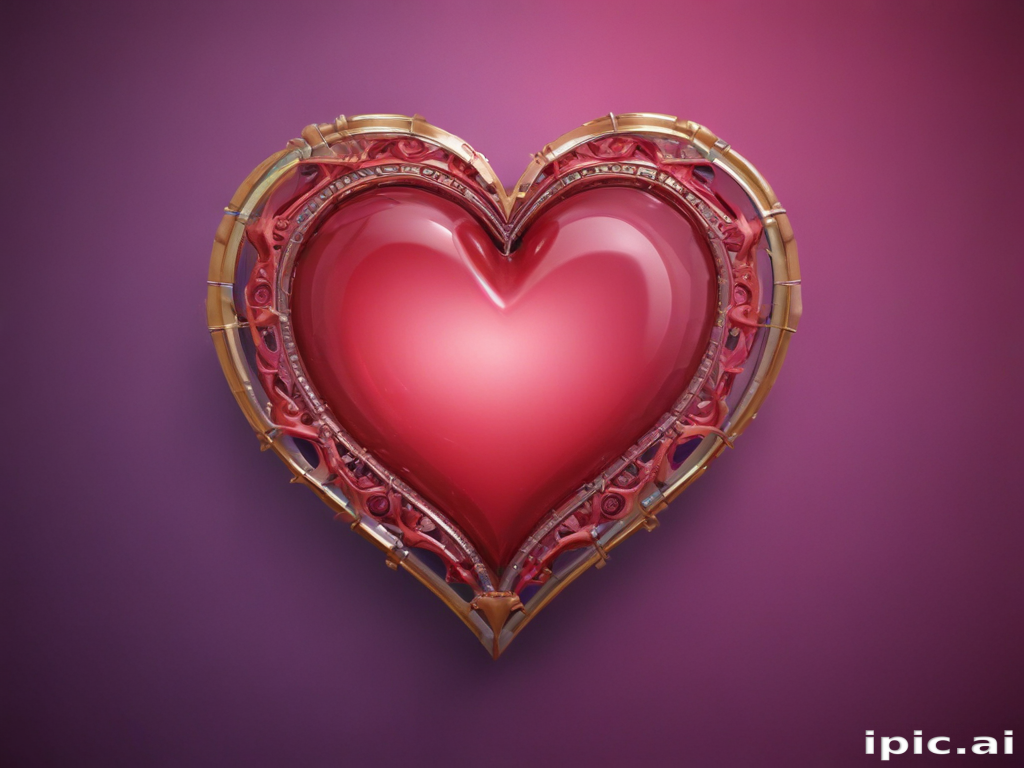 Intricate Heart Design with Elegant Gold Accents Against a Vibrant ...