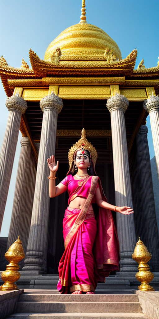 generate pic of a beautiful lady worshipping god in temple