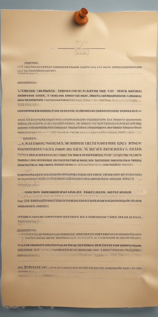 Document Displayed on a Wall with Information and Instructions in Text