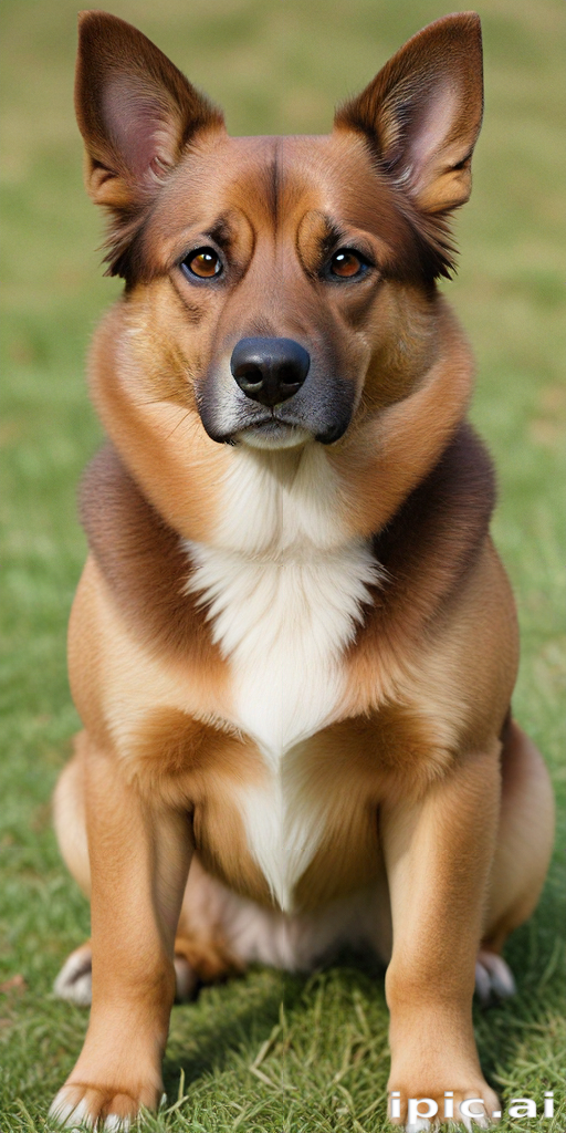 A Beautiful Dog Sitting Proudly on a Lush Green Lawn.
