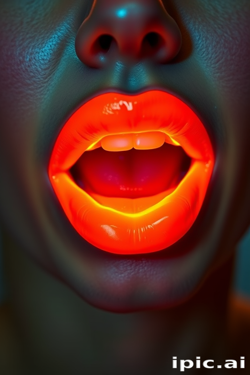 Radiant Neon Lips Illuminating a Captivating Expression of Bold Artistry