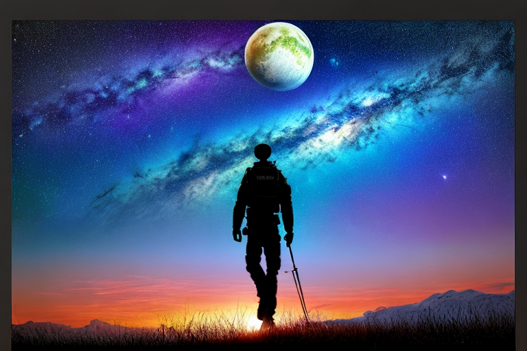 human figure colored in as the cosmos