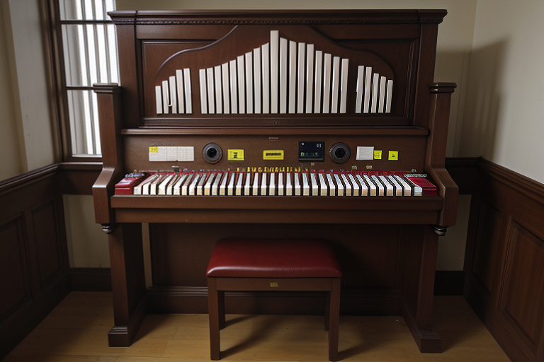 A Beautifully Crafted Wooden Organ with Distinctive Keys and Pipes.