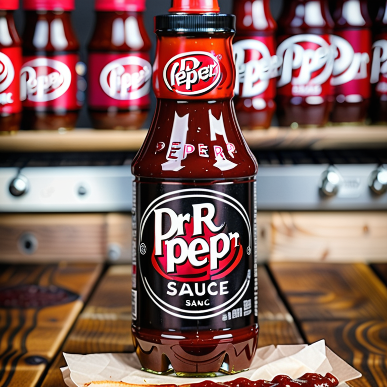 Refreshing Dr Pepper Soda Bottle Surrounded by Cans on a Kitchen Counter