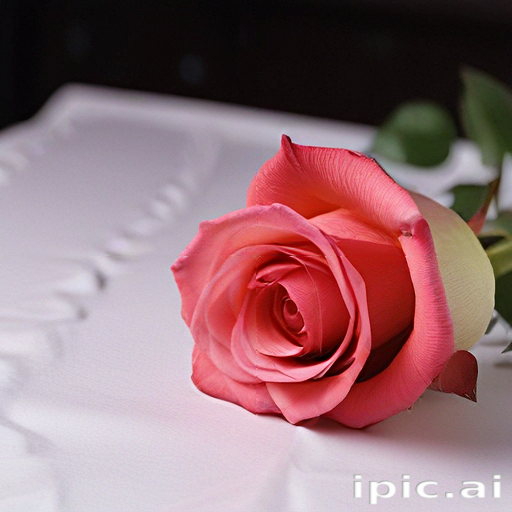 Beautifully Blooming Pink Rose Resting Elegantly on a Soft Surface