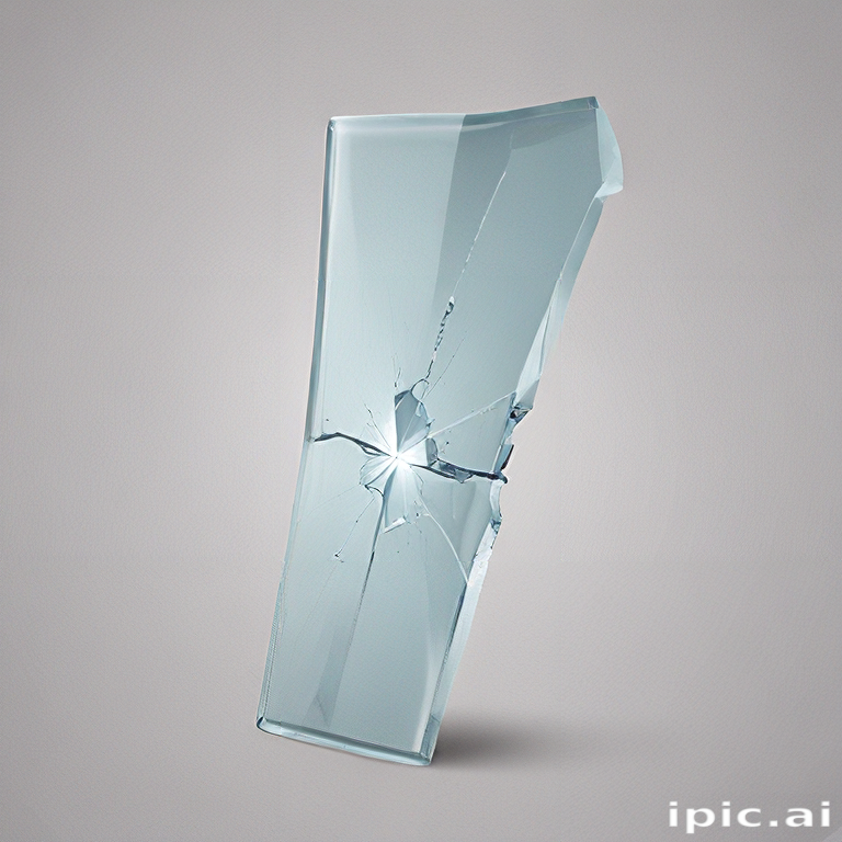 Shattered Glass Piece with Intricate Cracks Reflecting Light in Unique ...