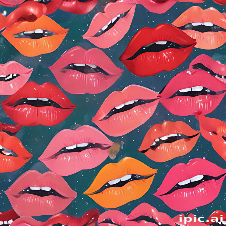 Colorful Array of Lip Designs Showcasing Diverse Shades and Expressions
