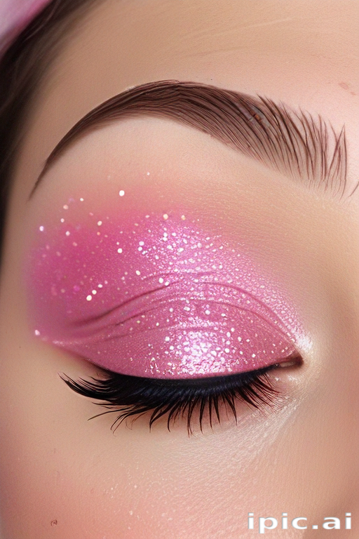 Sparkling Pink Eyeshadow Look with Lush Lashes and Glamorous Shine