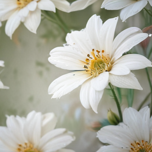Delicate White Flowers Blooming Gracefully in a Serene Natural Setting
