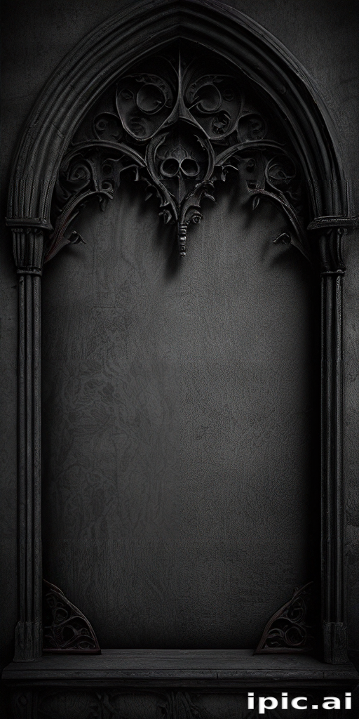 Intricately Designed Gothic Archway Framed Against a Dark Textured ...