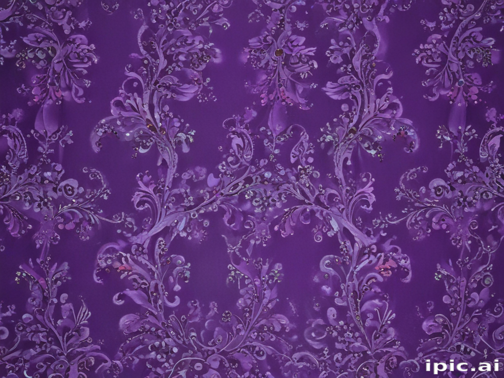 Elegant Floral Pattern in Rich Purple Tones with Decorative Swirls and ...
