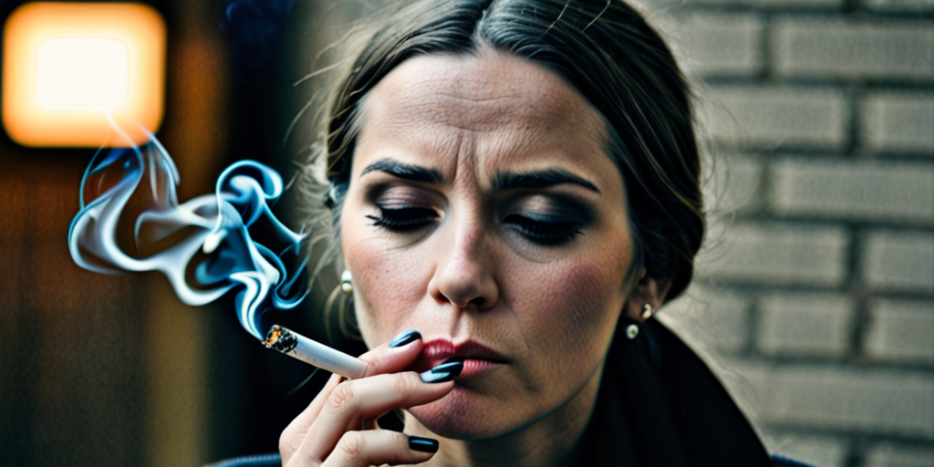 Sad woman smoking