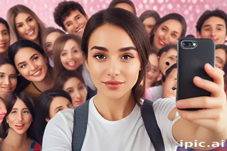 Group Selfie with Friends Celebrating Together in a Fun and Playful Setting