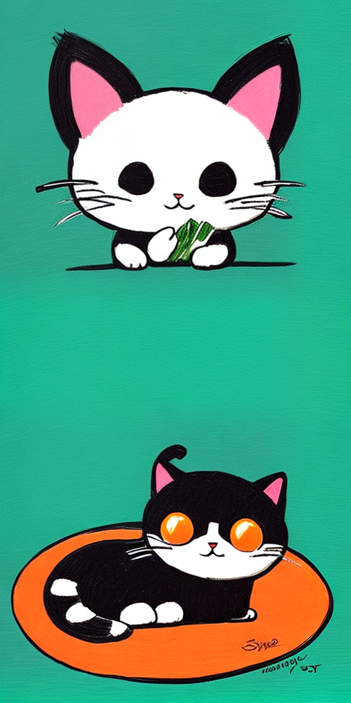 a chibi cat eat sushi