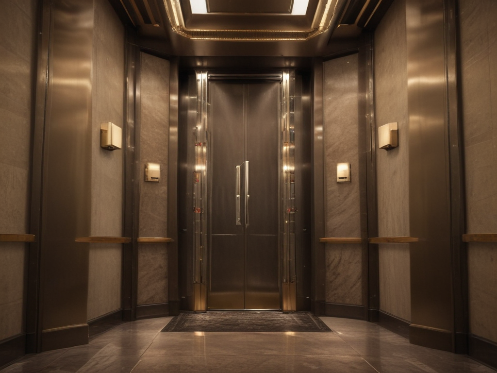Elegant and Modern Elevator Interior with Soft Lighting and Stylish Design