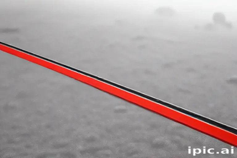 Bright Red Line Crossing a Monochromatic Landscape of Soft Textures