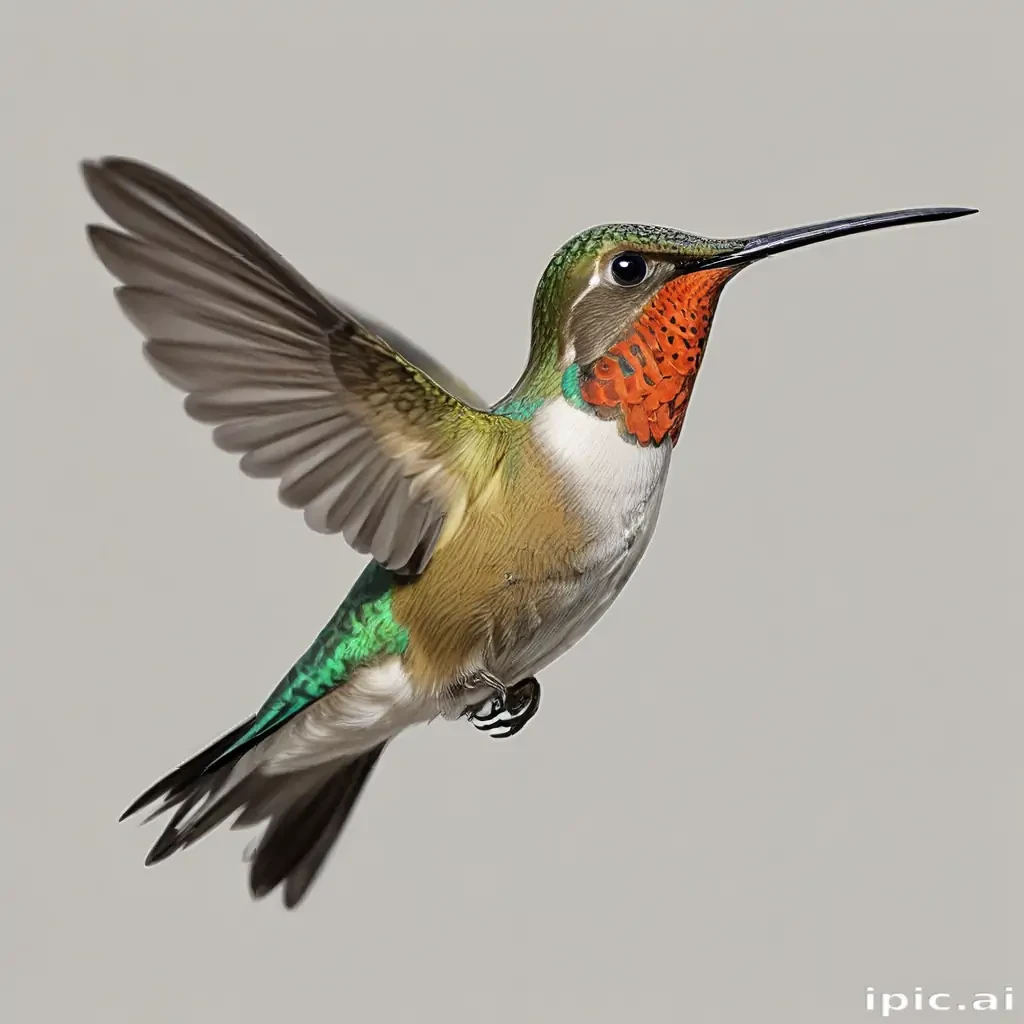 A Vibrant Hummingbird in Mid-Flight Showcasing Its Colorful Plumage.