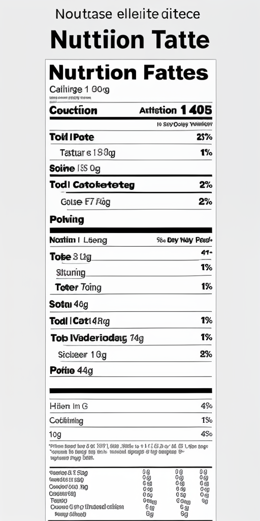 Detailed Nutritional Information Label for a Food Product with ...