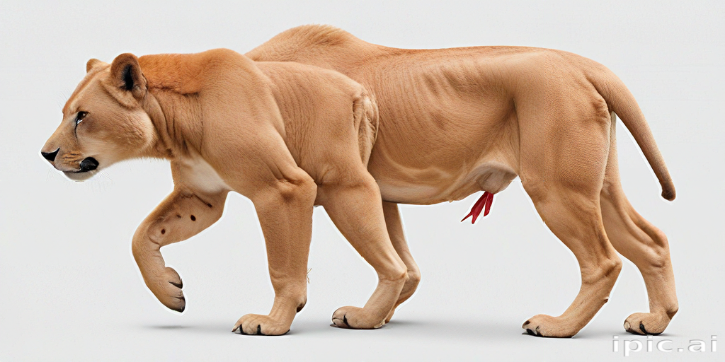 A Unique Artistic Representation of a Lioness in a Natural Pose