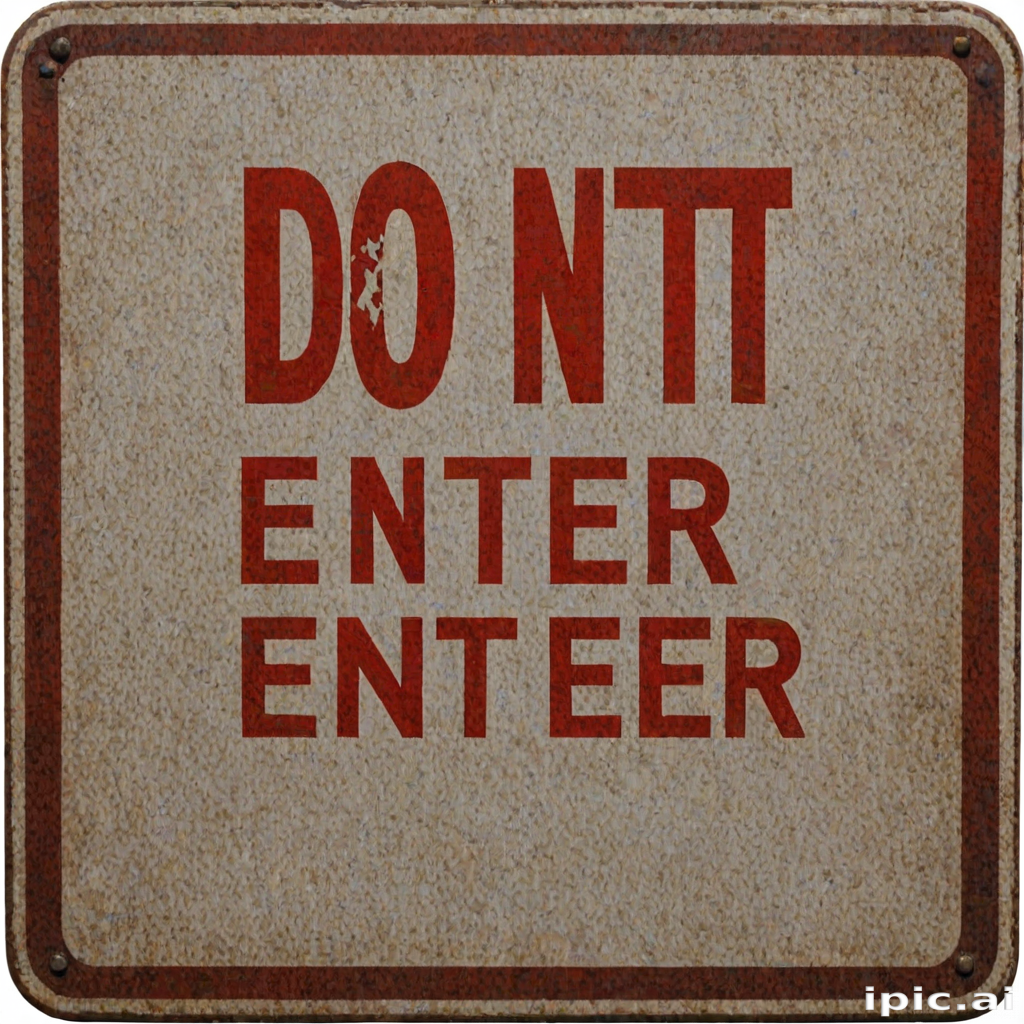 Warning Sign: Do Not Enter - Misleading Text and Rusty Appearance