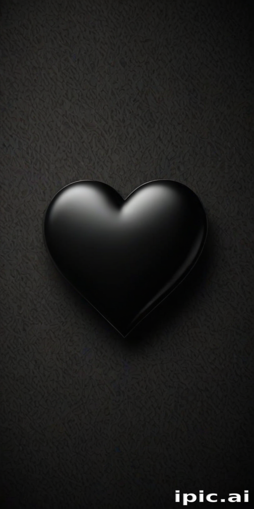 Elegant Black Heart Symbol Against a Dark Textured Background Design