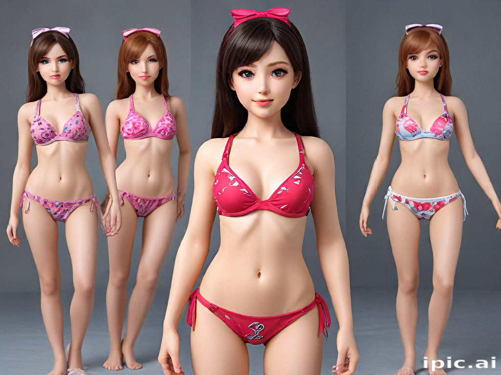 Realistic Dolls Displaying Stylish Swimwear In Varied Designs And Colors