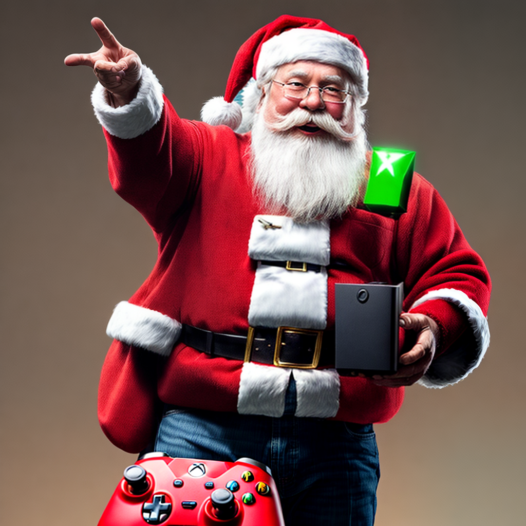 Santa Claus plays Xbox