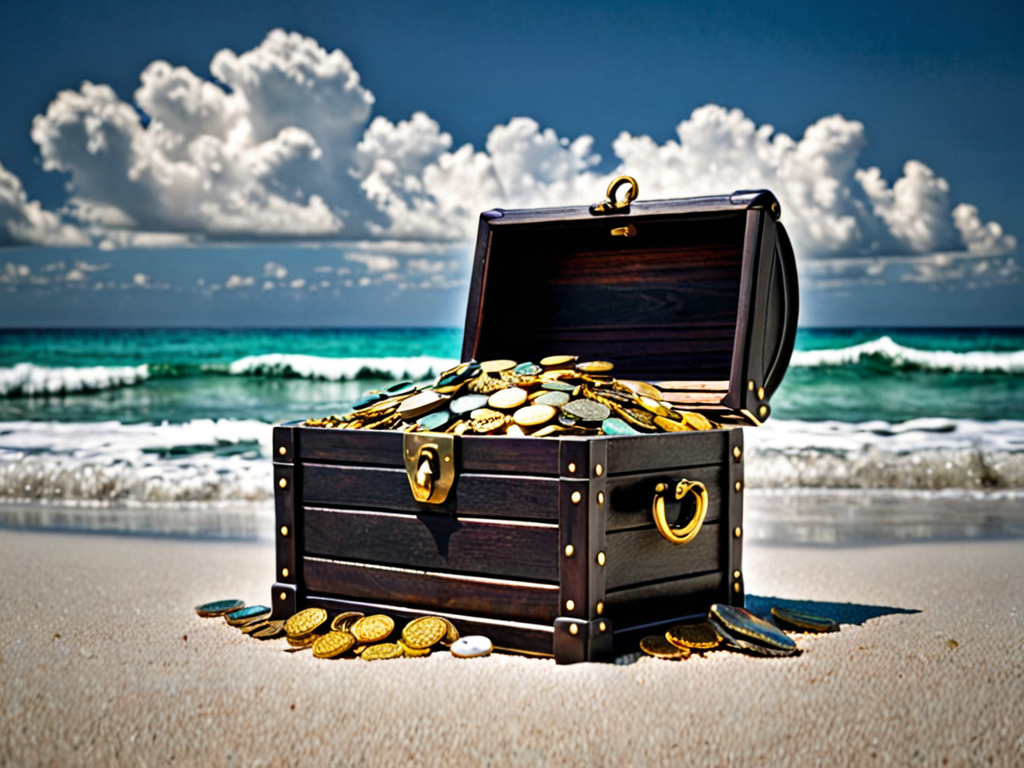 ocean with treasure chest