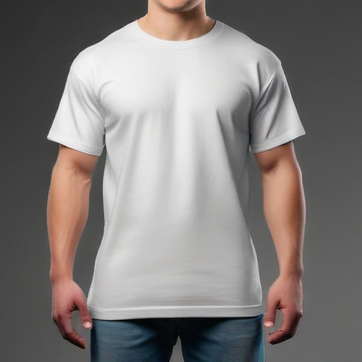 Plain White T-Shirt on Model Against a Neutral Background Displaying ...
