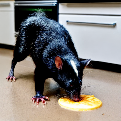 feral, disgusting, gross rat cooking delicious meal in kitchen
