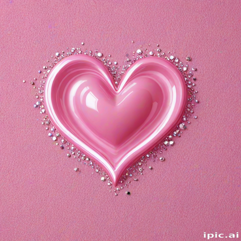 Sparkling Pink Heart Design with Shiny Surface and Glittering Accents