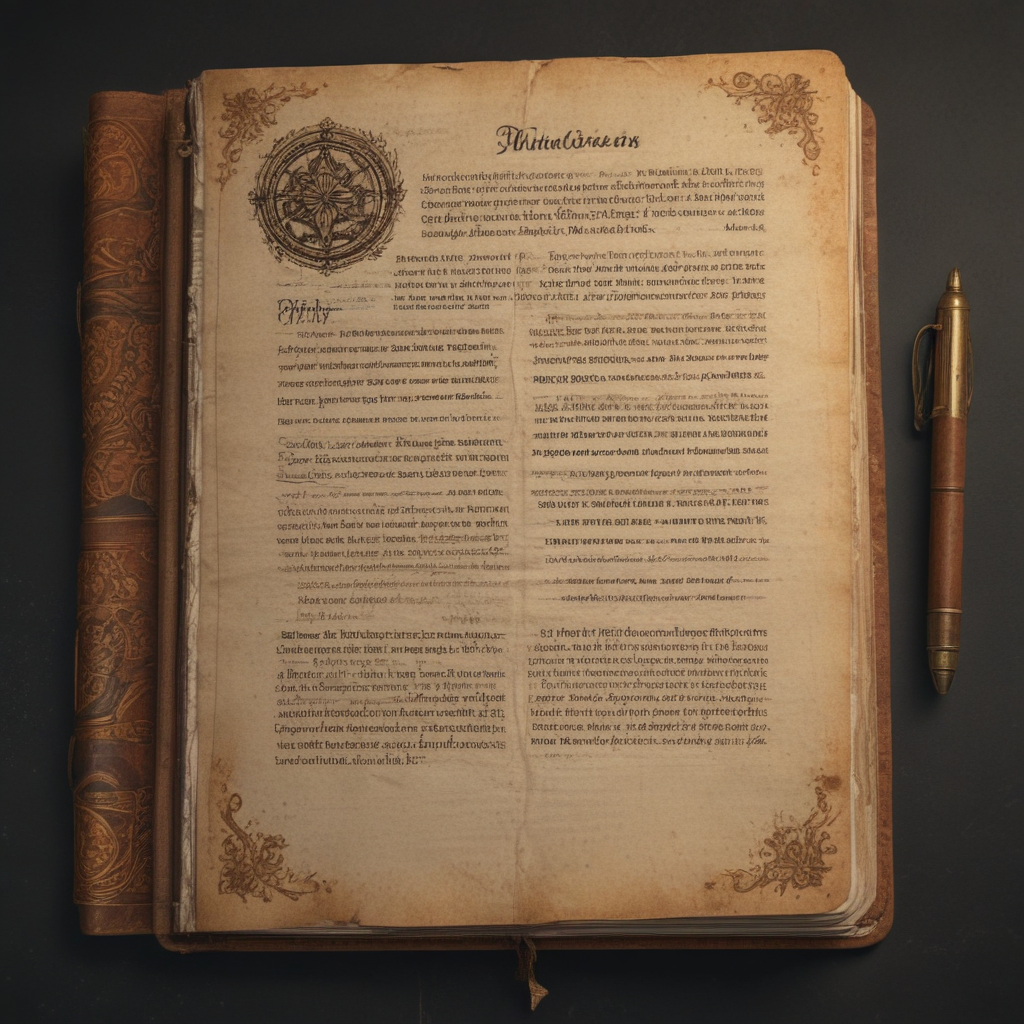 A Historical Manuscript with Intricate Designs and Ancient Texts on Display