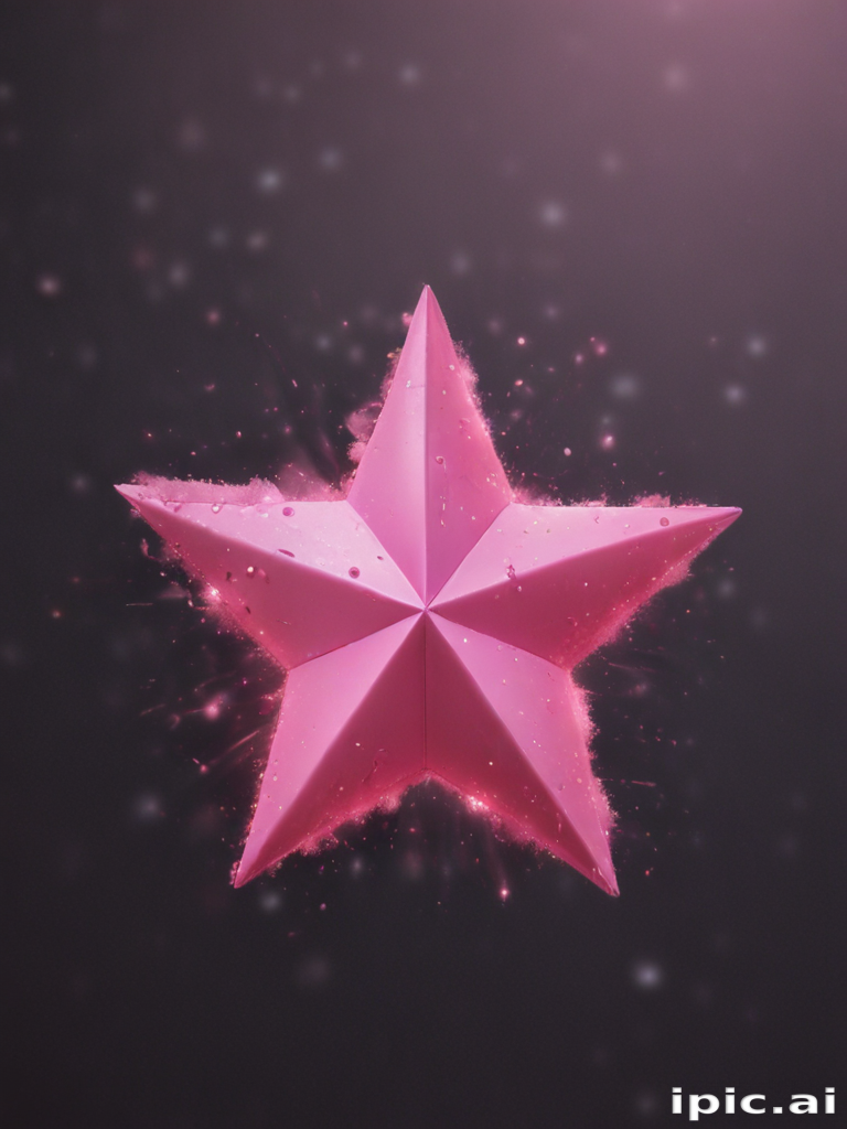 Vibrant Pink Star Surrounded by a Mystical Splash of Sparkling Light